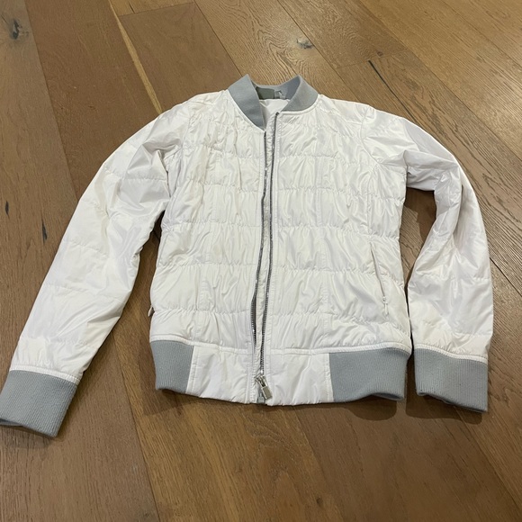 Athleta | Jackets & Coats | Athleta Women White Athleisure Bomber Track ...